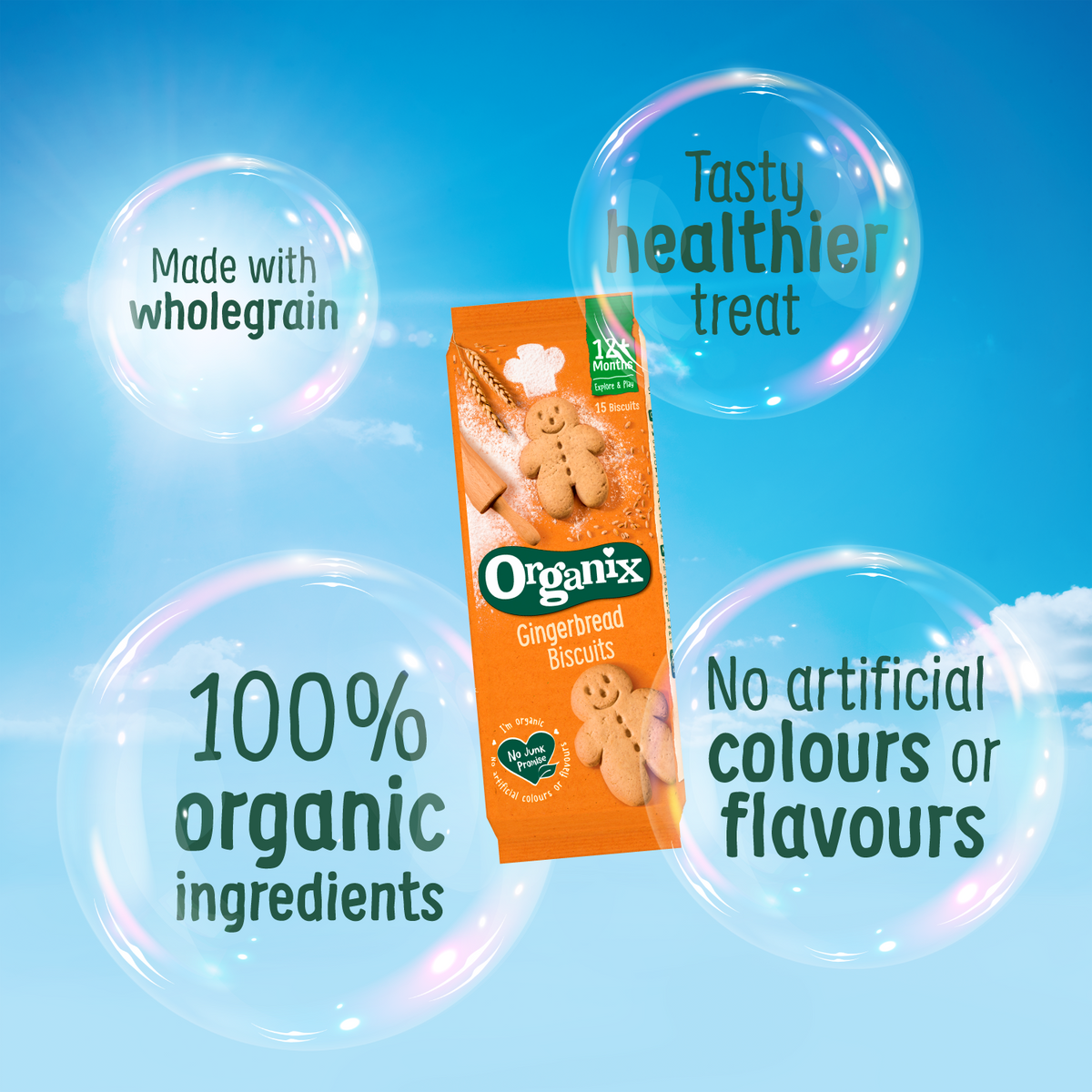 Organix Gingerbread Men Biscuits Toddler Snacks 135g 12 months+