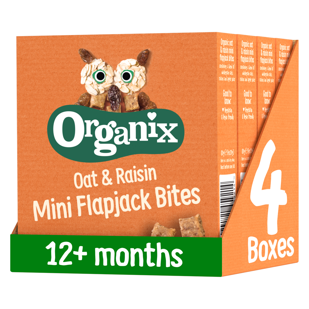 Organix Mini Oat & Raisin Flapjack Bites Toddler Snacks Multipack 4x20