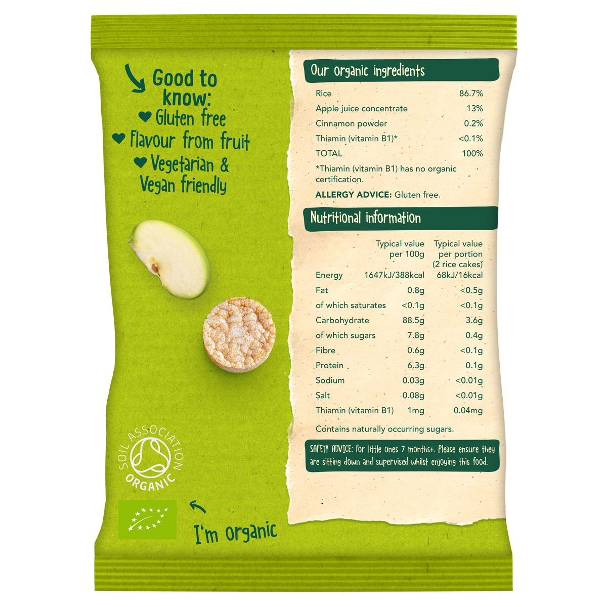 Organix Apple Rice Cake Clouds Organic Baby Snacks 40g 7 months+