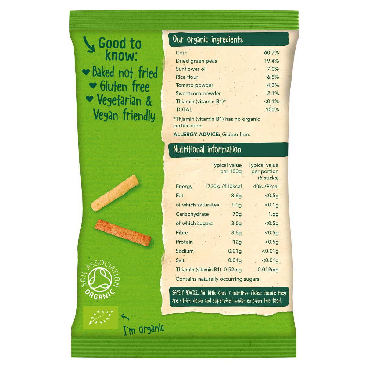 Organix Melty Veggie Sticks Organic Baby Puffs Multipack 4x15g 7 month