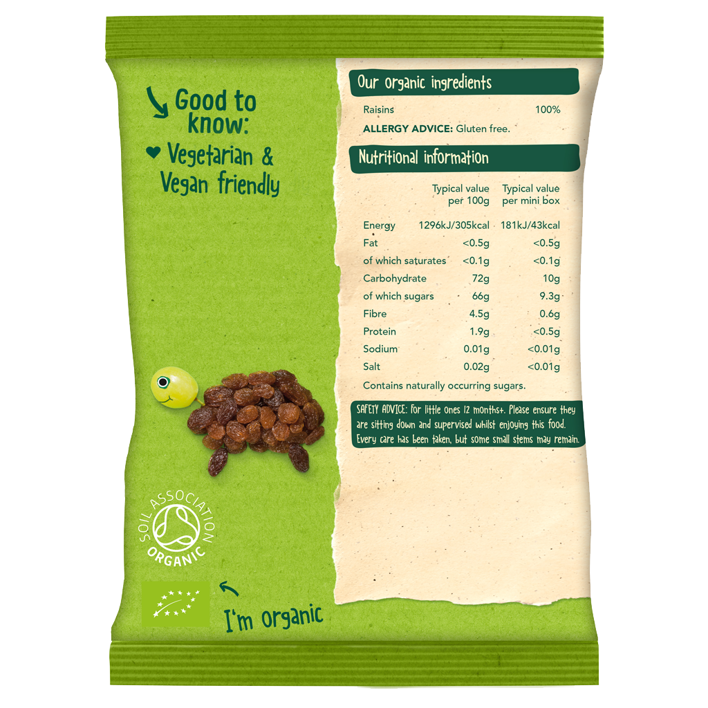 Organix Mini Organic Raisin Snack Boxes Toddler Snacks Multipack 12x14